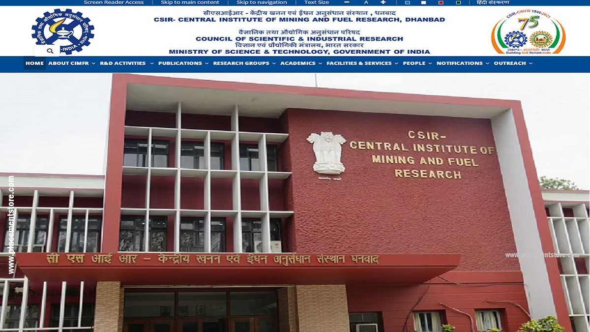 CSIR CIMFR – Central Institute of Mining and Fuel Research Ranchi ...