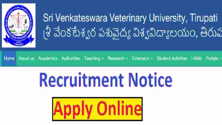 SVVU Recruitment 2025 » Apply Online and Notifications PDF